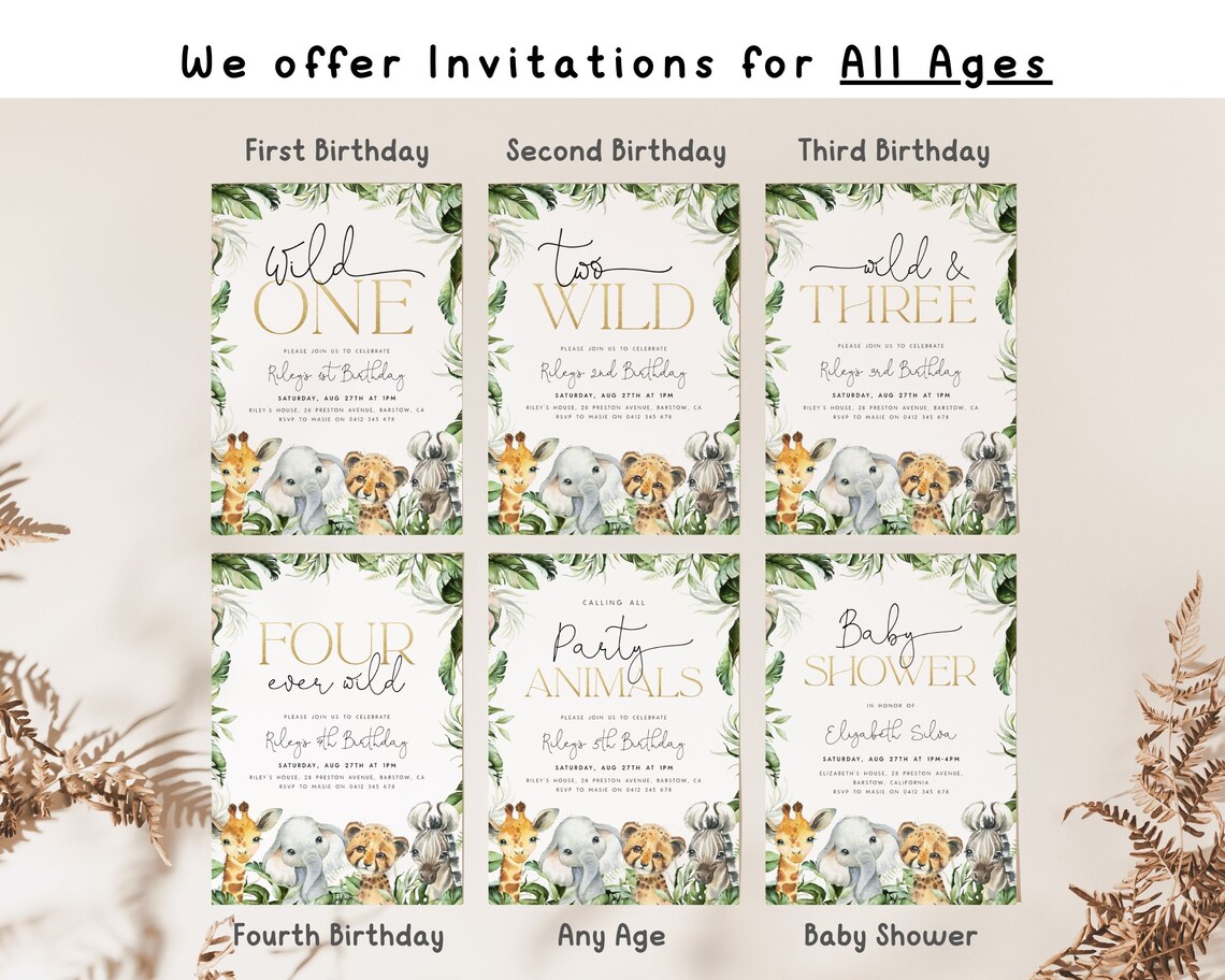 Two Wild Welcome Sign Template. Editable Safari Jungle 2nd - Etsy