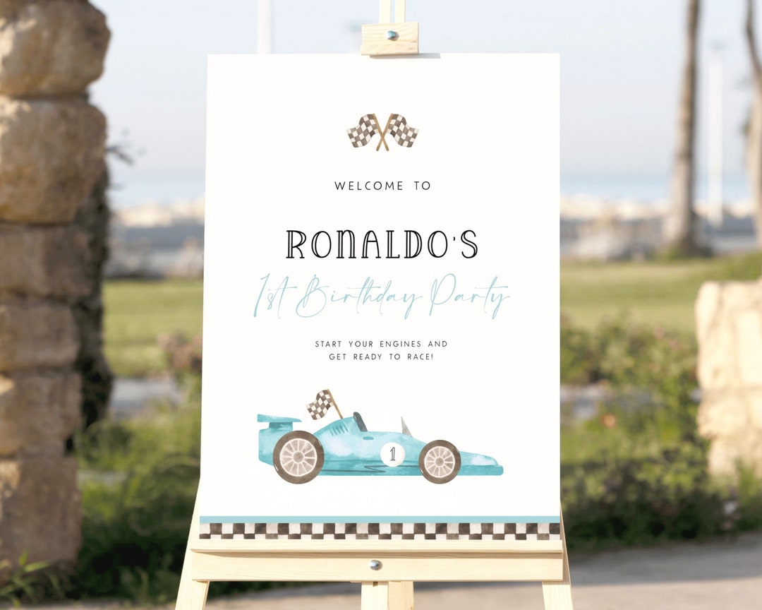 Fast One Race Car Welcome Sign Template. Vintage Race Car Welcome ...