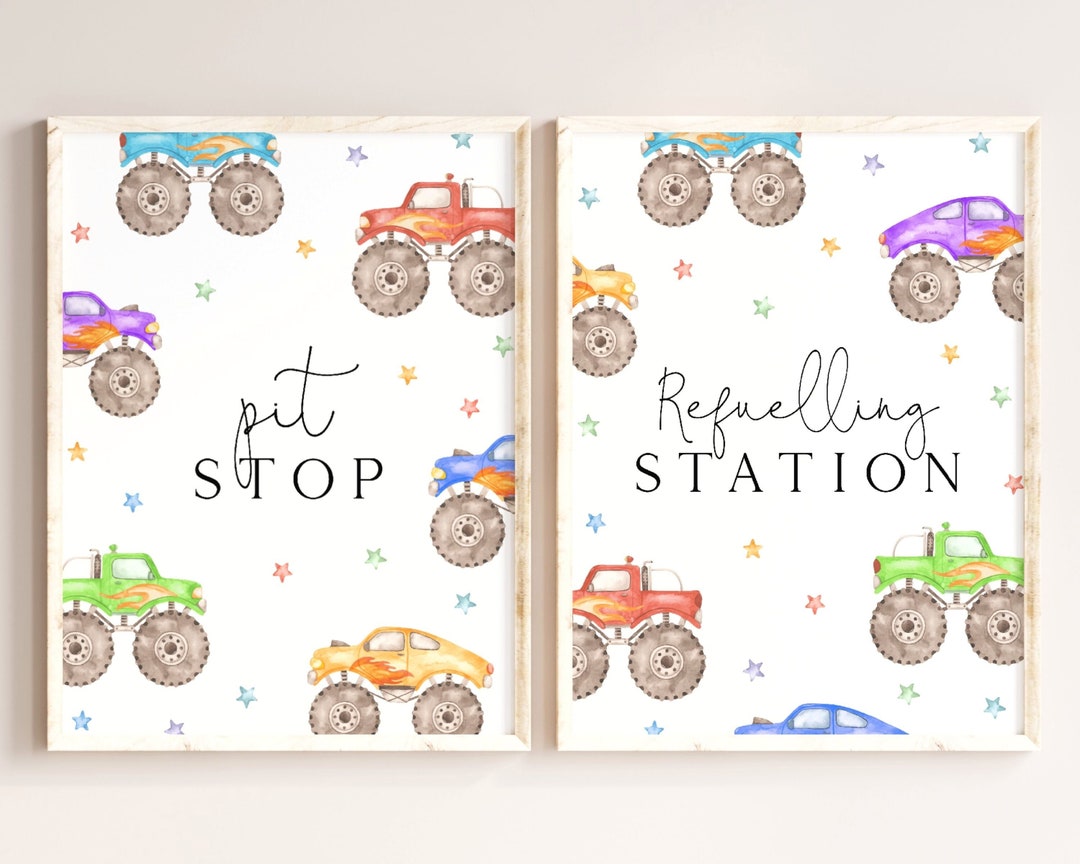 Monster Truck Pit Stop Sign Refueling Station Sign Monster Truck ...