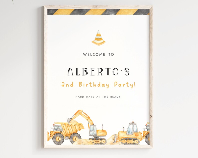 Construction Welcome Sign Template. Construction Party Welcome - Etsy