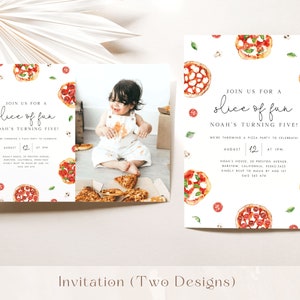 Pizza Party 1st Birthday Bundle Editable Template Pizza Party Bundle ...
