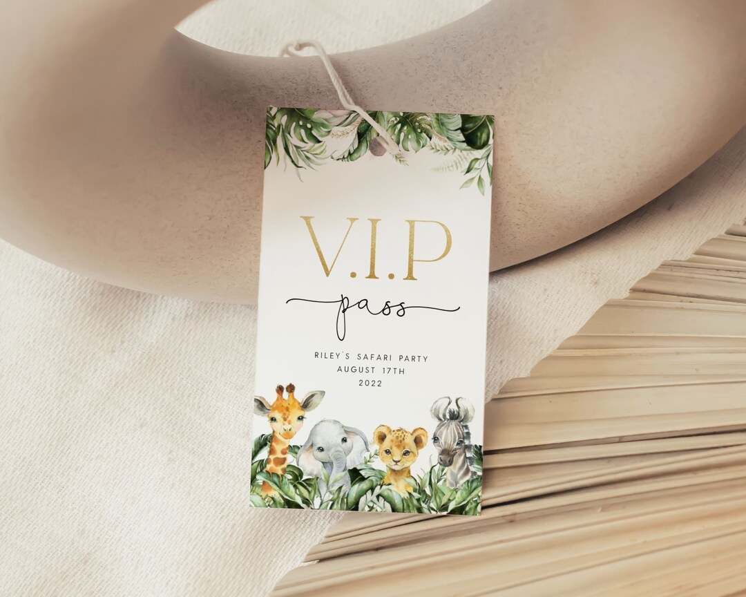 Jungle VIP Pass Editable Template. Safari VIP Lanyard Pass Wild One ...