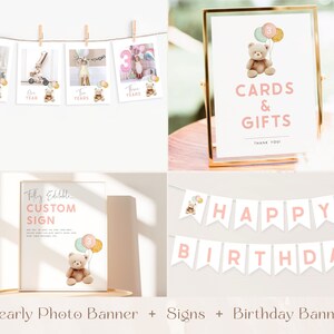 Bear Birthday Bundle. Beary 3rd Birthday Party Bundle Pink Teddy Bear ...