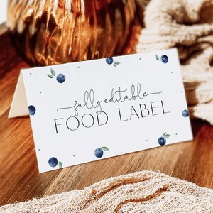 Blueberry Food Labels Template. Berry First Birthday Food Label Cards ...