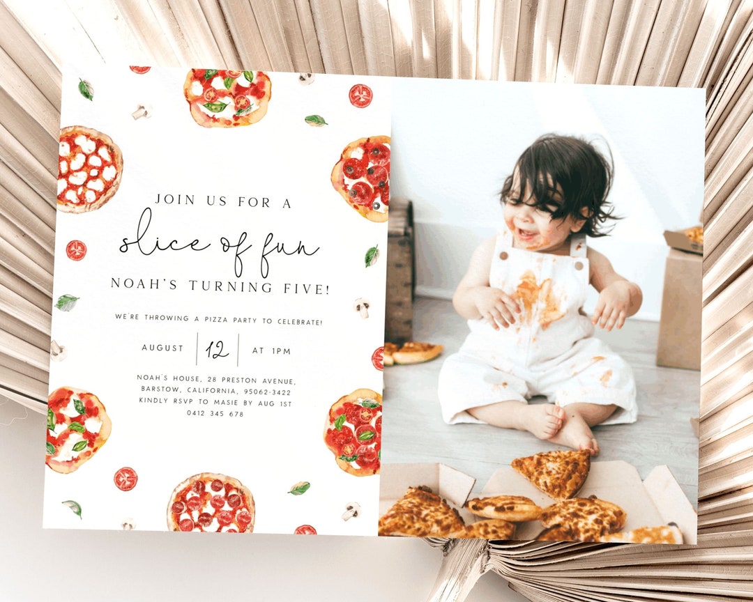 Pizza Party Birthday Invitation With Photo. Editable Pizza Party ...