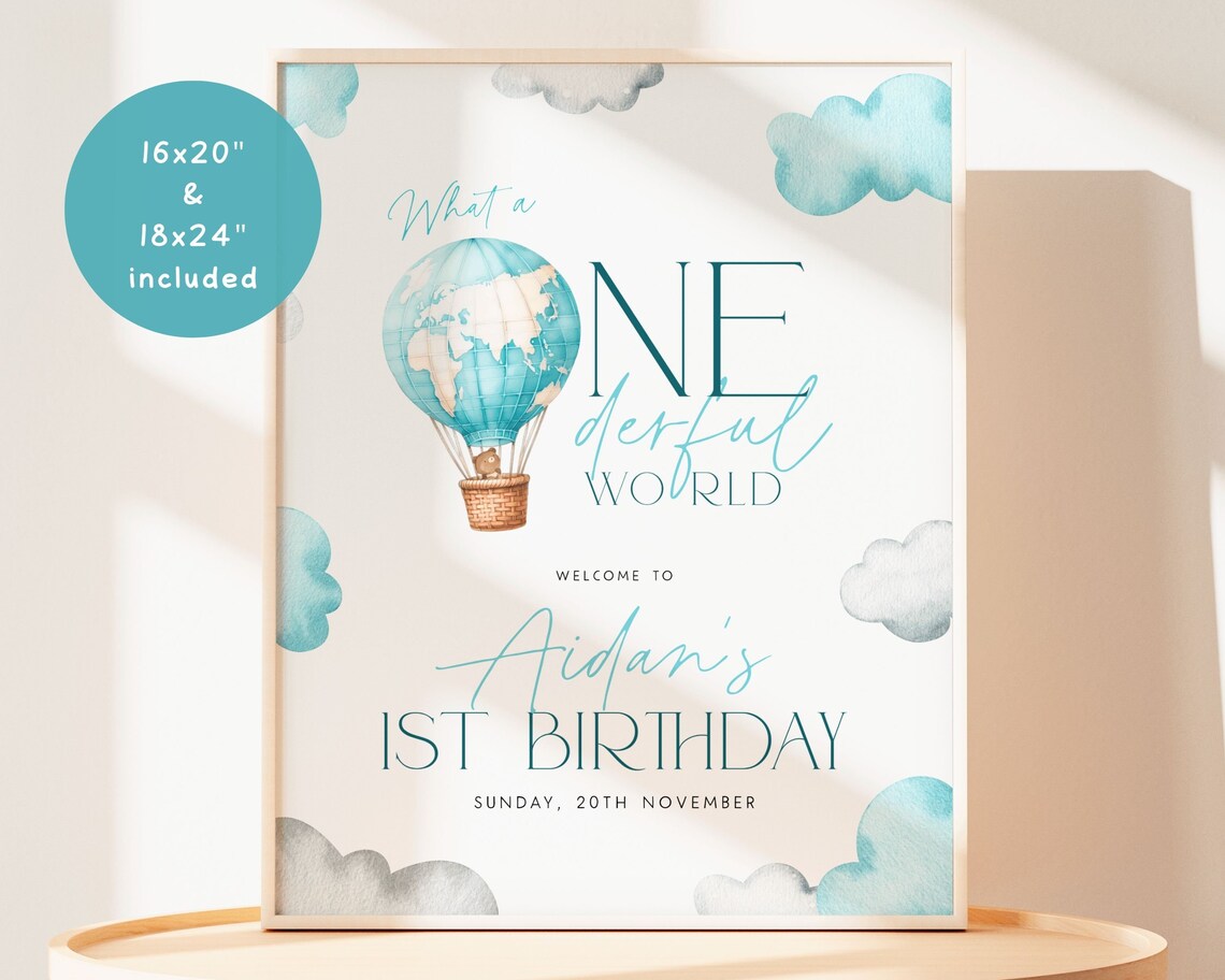 Onederful World Welcome Sign Template. Editable Onederful First Year ...