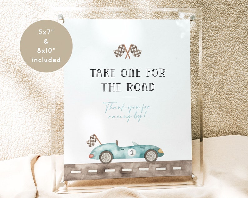Two Fast Race Car Second Birthday Party Sign Template, Take One for the ...