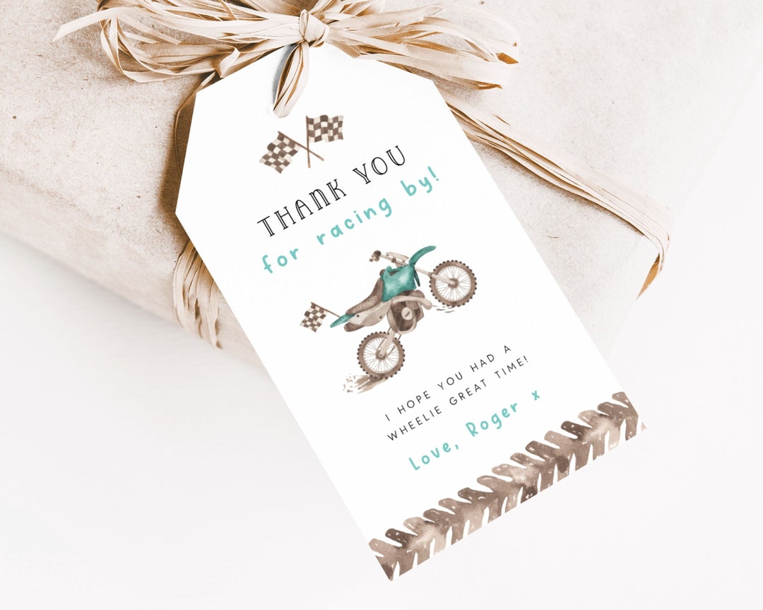 Dirt Bike Thank You Tag Template, Dirt Bike 3rd Birthday Boy Any Age ...