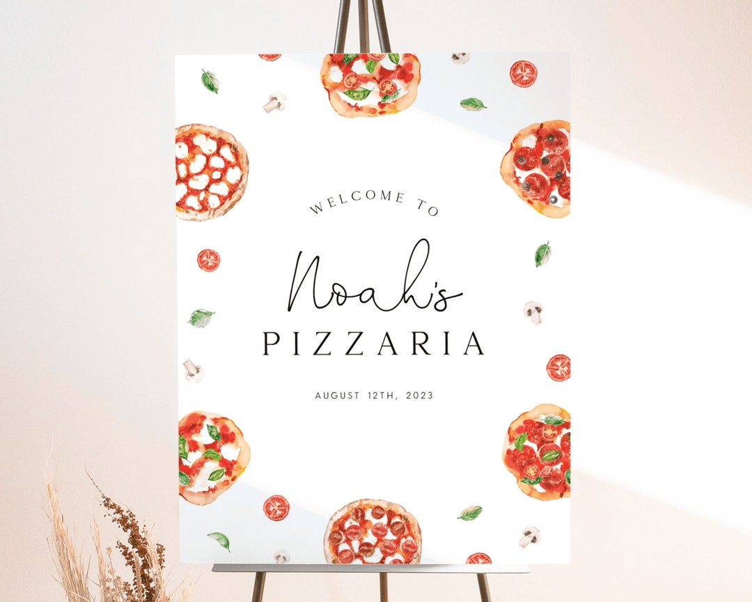 Pizza Party Welcome Sign Editable Template Pizza Party Birthday Welcome ...