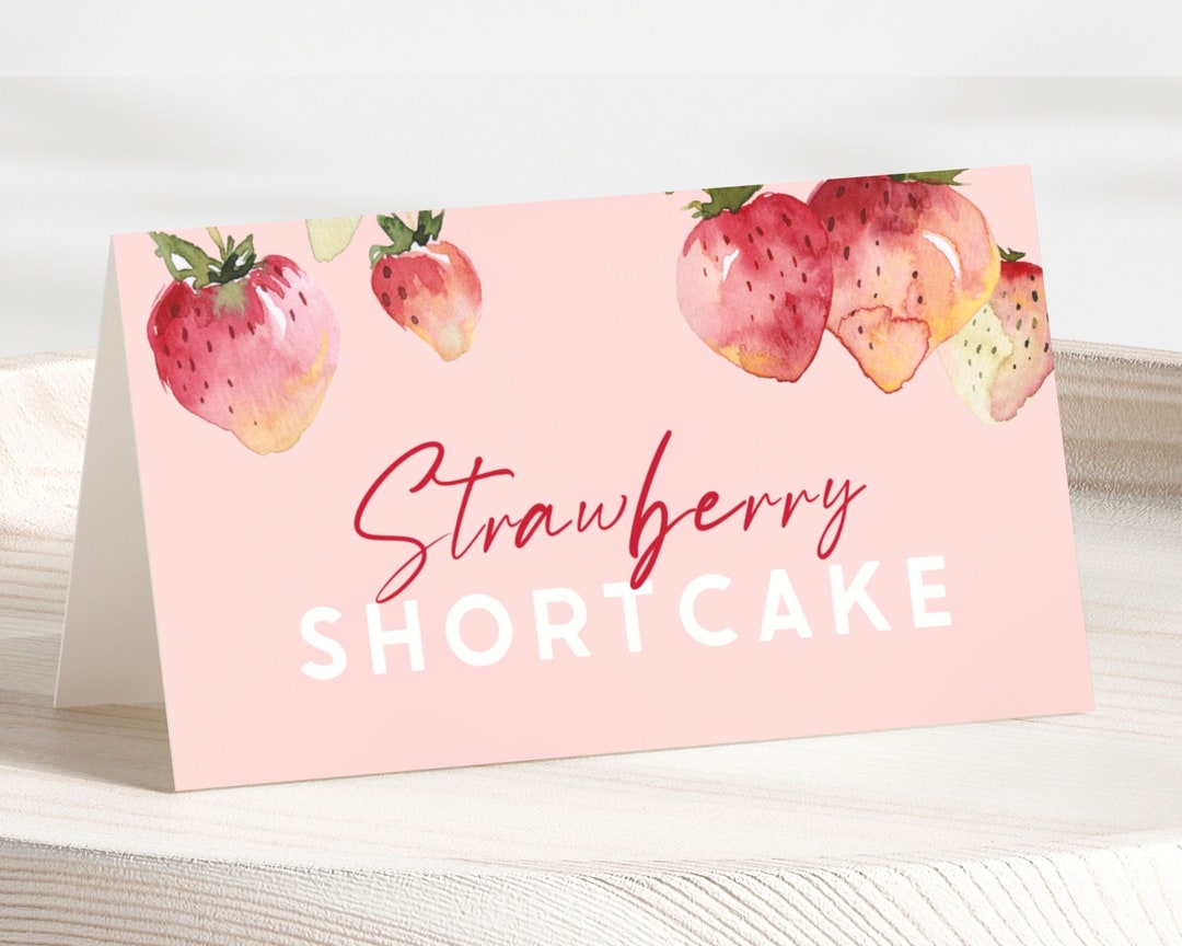 Strawberry Food Labels Template. Berry First Birthday Food Label Cards ...