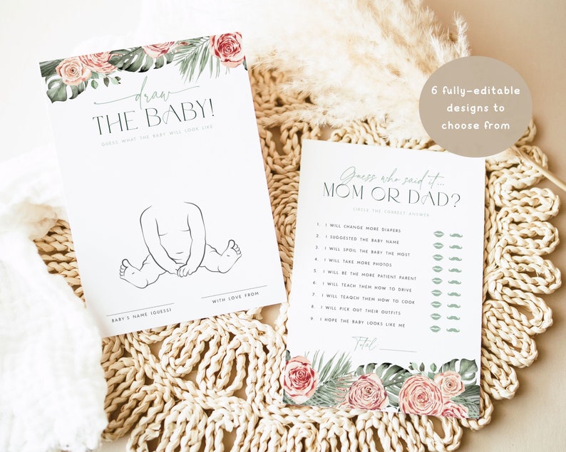 Tropical Baby Shower Games Bundle. Tropical Greenery Baby - Etsy
