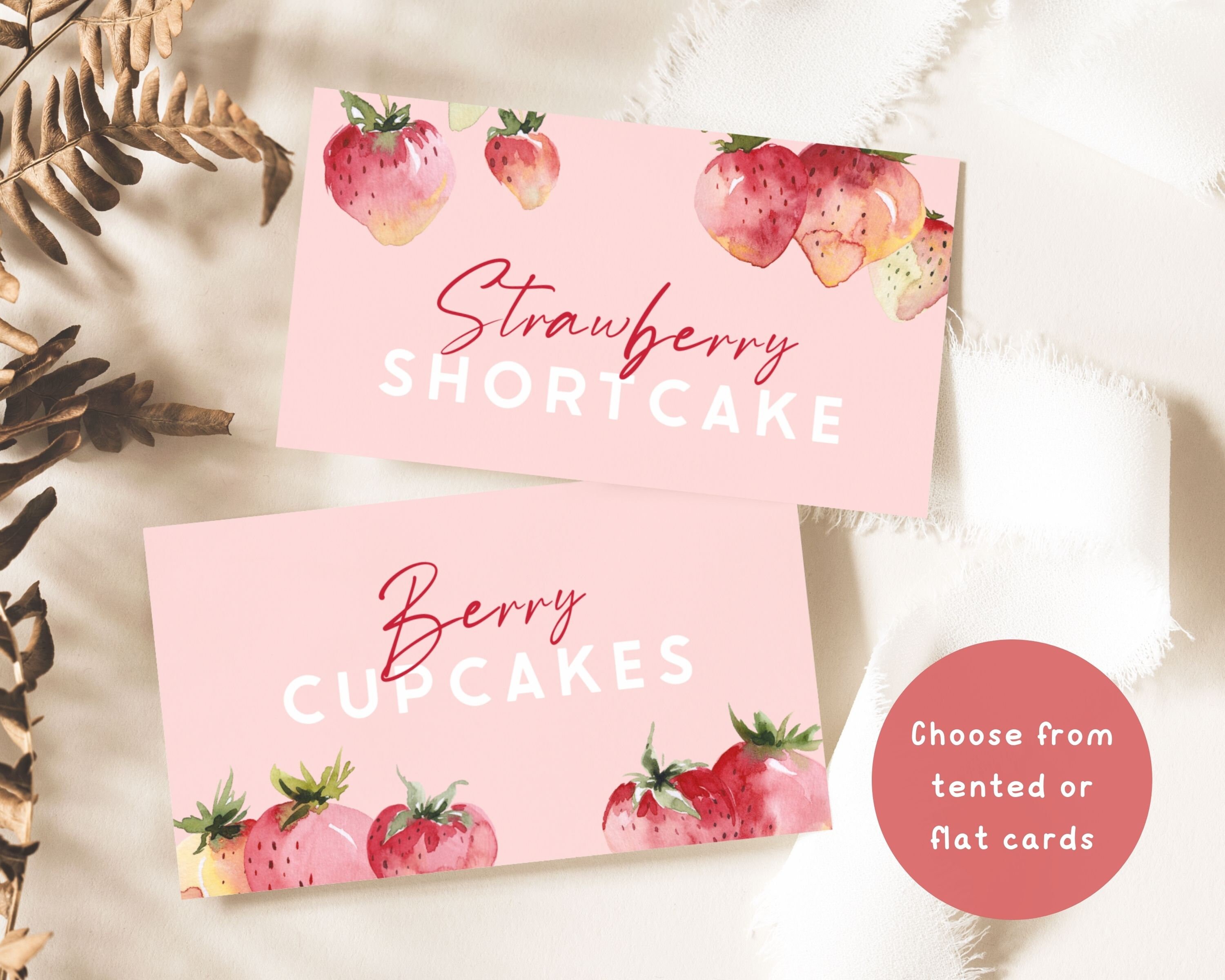Strawberry Food Labels Template. Berry First Birthday Food Label Cards ...