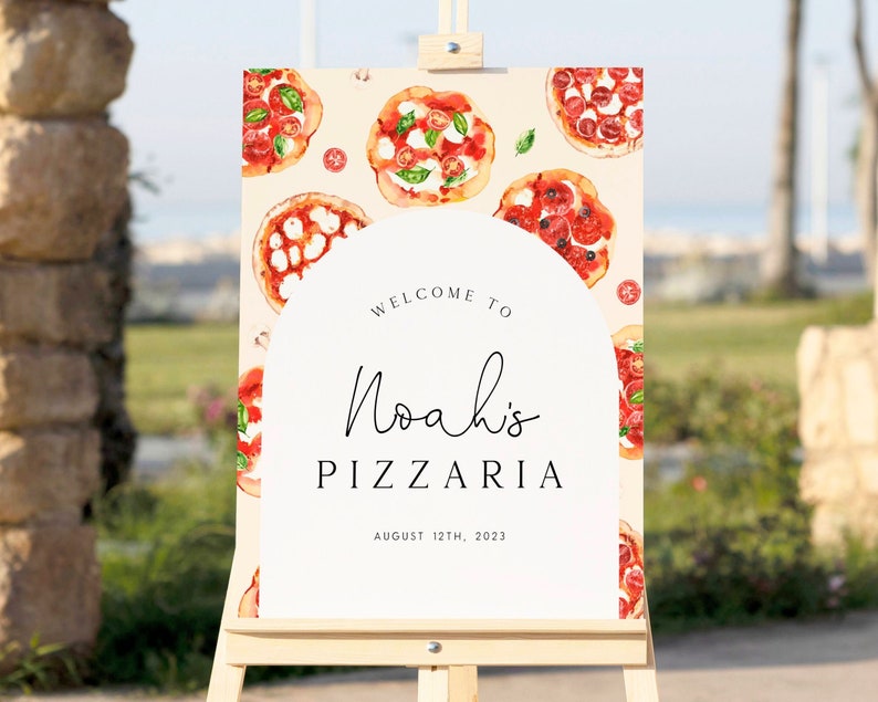 Pizza Party Welcome Sign Editable Template Pizza Party Birthday Welcome ...