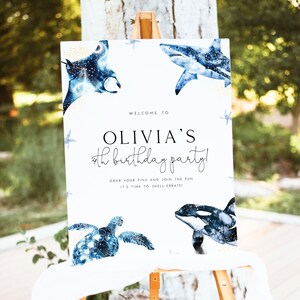 Under the Sea Birthday Welcome Sign Template Oceanic Space Sea Animal ...