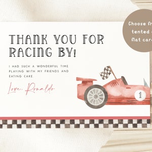 Fast One Race Car Thank You Card Template, Vintage Race Car 1st ...