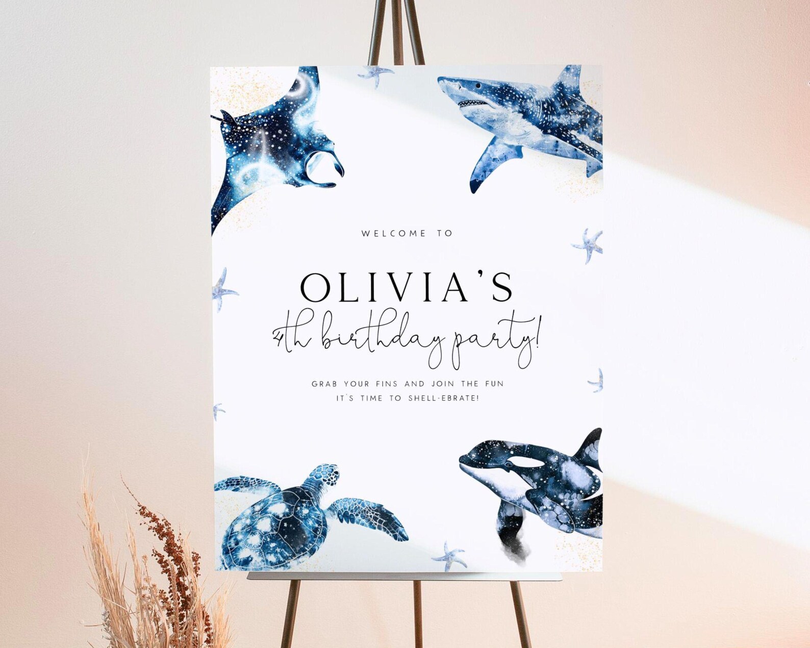 Under the Sea Birthday Welcome Sign Template Oceanic Space Sea Animal ...
