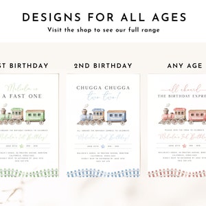 Editable Train Birthday Invitation Template. Red Train Birthday Photo ...