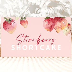 Strawberry Food Labels Template. Berry First Birthday Food Label Cards ...