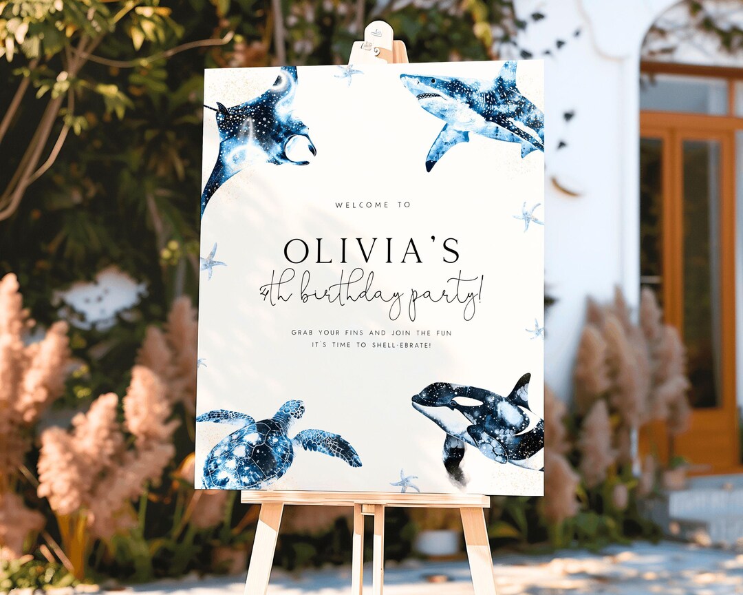 Under the Sea Birthday Welcome Sign Template Oceanic Space Sea Animal ...