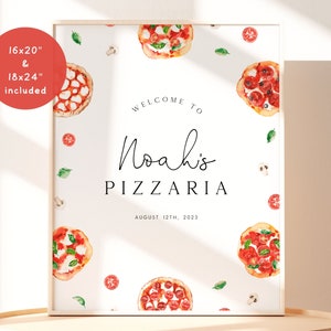 Pizza Party Welcome Sign Editable Template Pizza Party Birthday Welcome ...