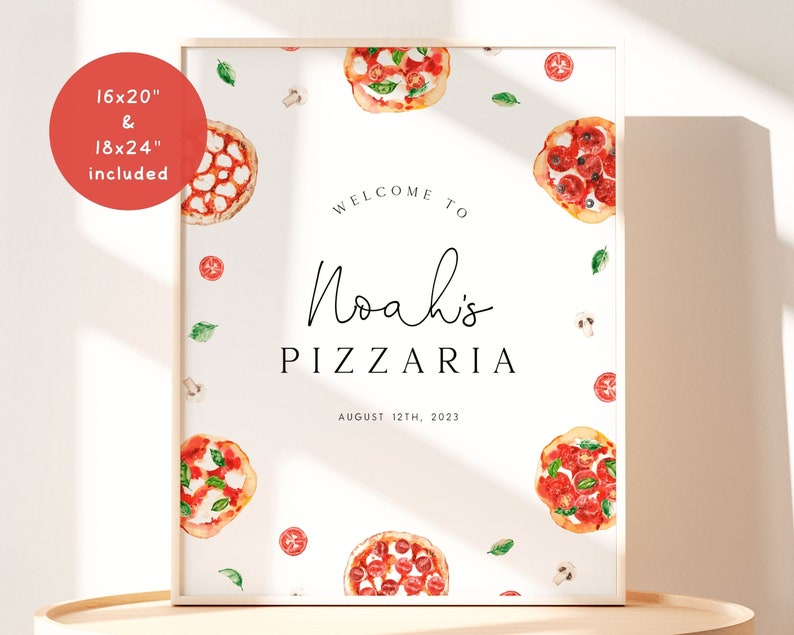 Pizza Party Welcome Sign Editable Template Pizza Party Birthday Welcome ...