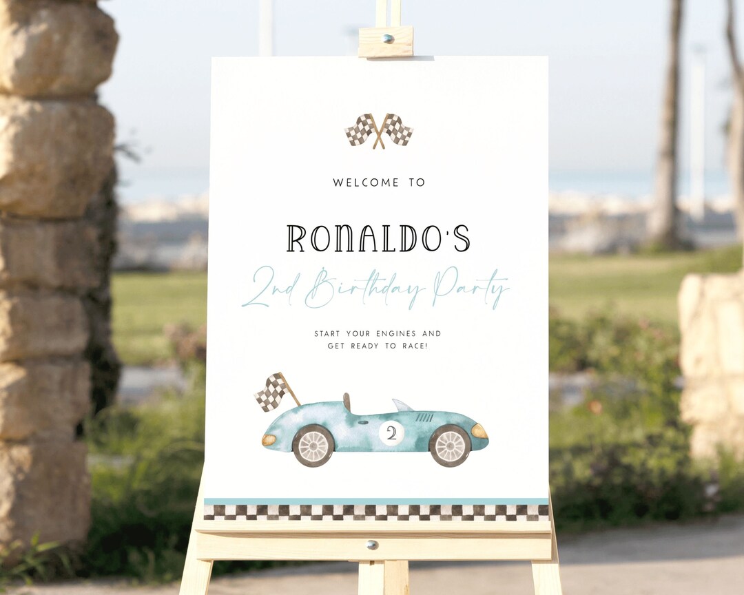 Two Fast Race Car Welcome Sign Template. Vintage Race Car Welcome ...