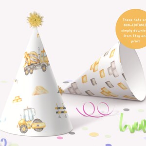 Construction Party Hat Template. Construction Birthday Party Decor ...