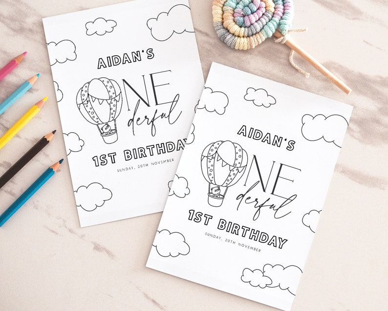 Editable Coloring Page Template. Onederful Birthday Party Activity Game ...