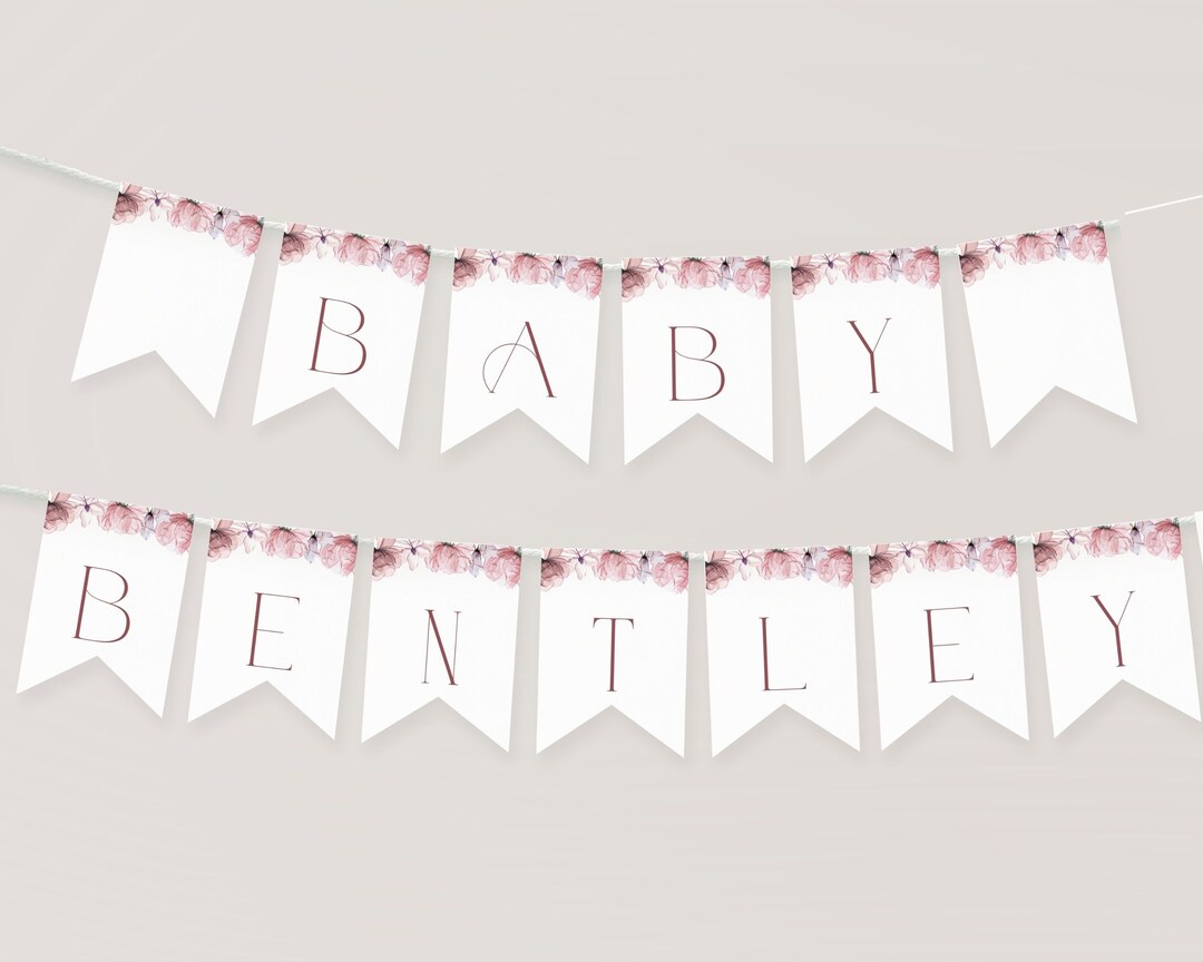 Blush Pink Baby Shower Banner Template. Pink Floral Baby Shower ...