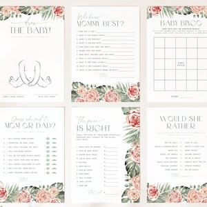 Tropical Baby Shower Games Bundle. Tropical Greenery Baby Shower Games ...