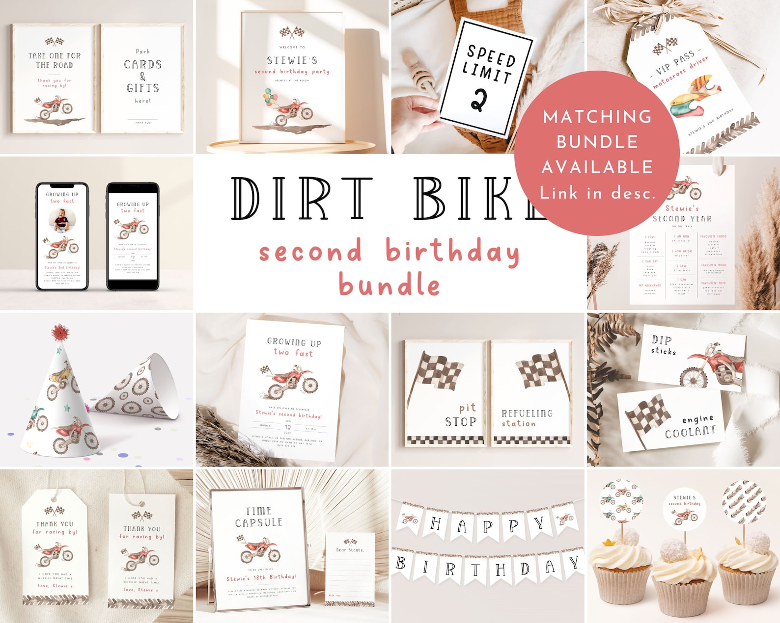 Two Fast Dirt Bike Food Labels 2nd Birthday Template. Dirt - Etsy