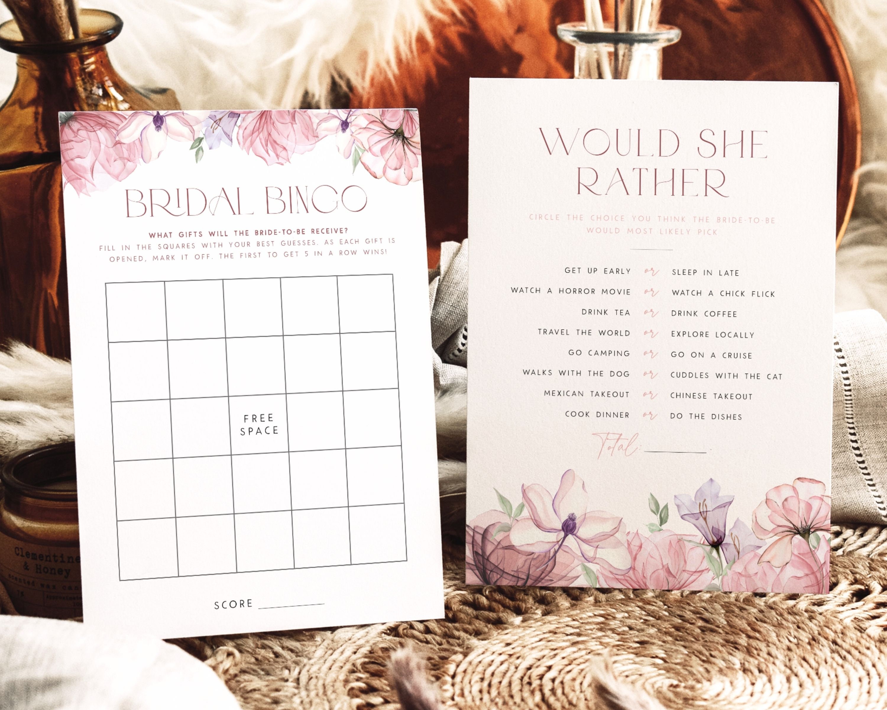 Blush Pink Bridal Shower Games Bundle. Pink Floral Printable Bridal ...