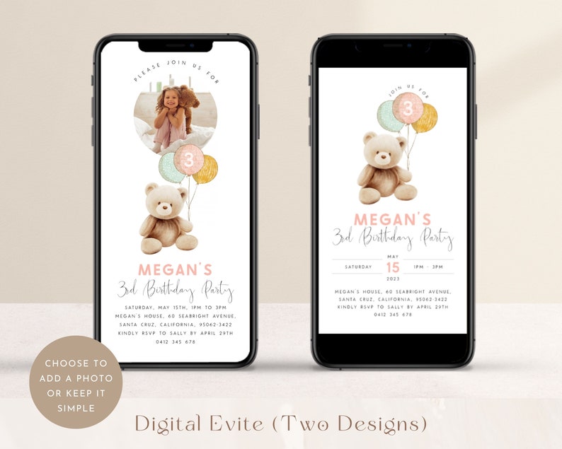 Bear Birthday Bundle. Beary 3rd Birthday Party Bundle Pink - Etsy