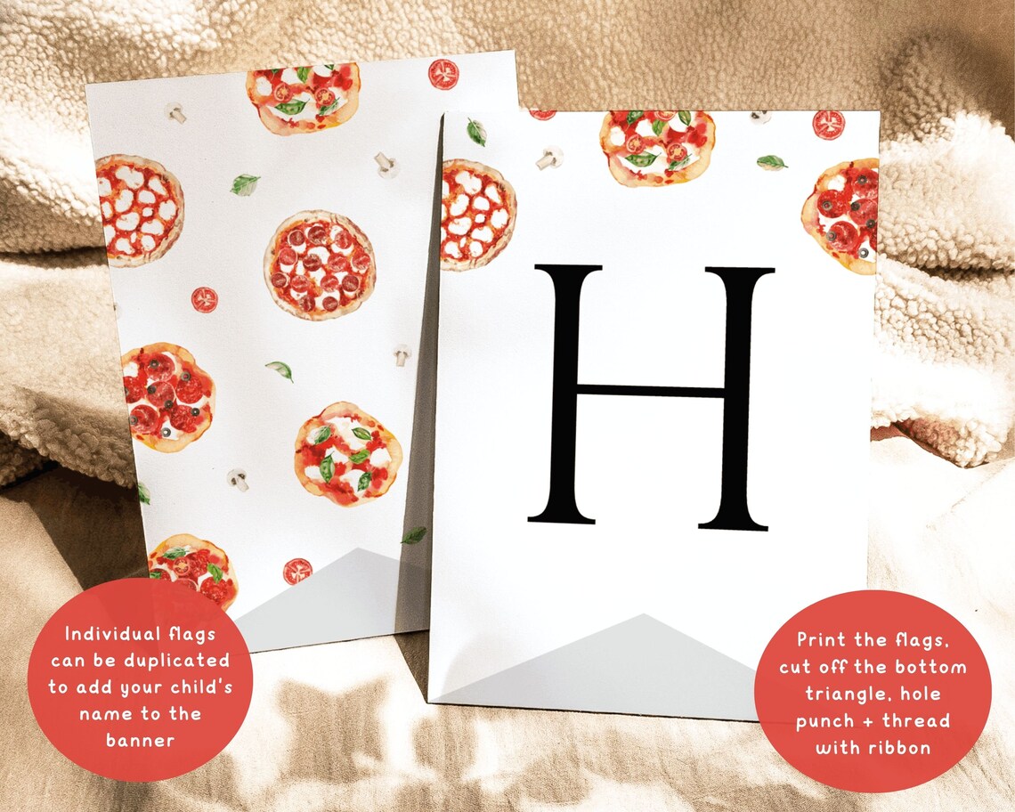 Pizza Party Happy Birthday Banner Editable Template Pizza Party Banner ...