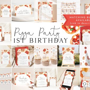 Pizza Party Birthday Sign Pizza Station Sign Editable Template Cards ...