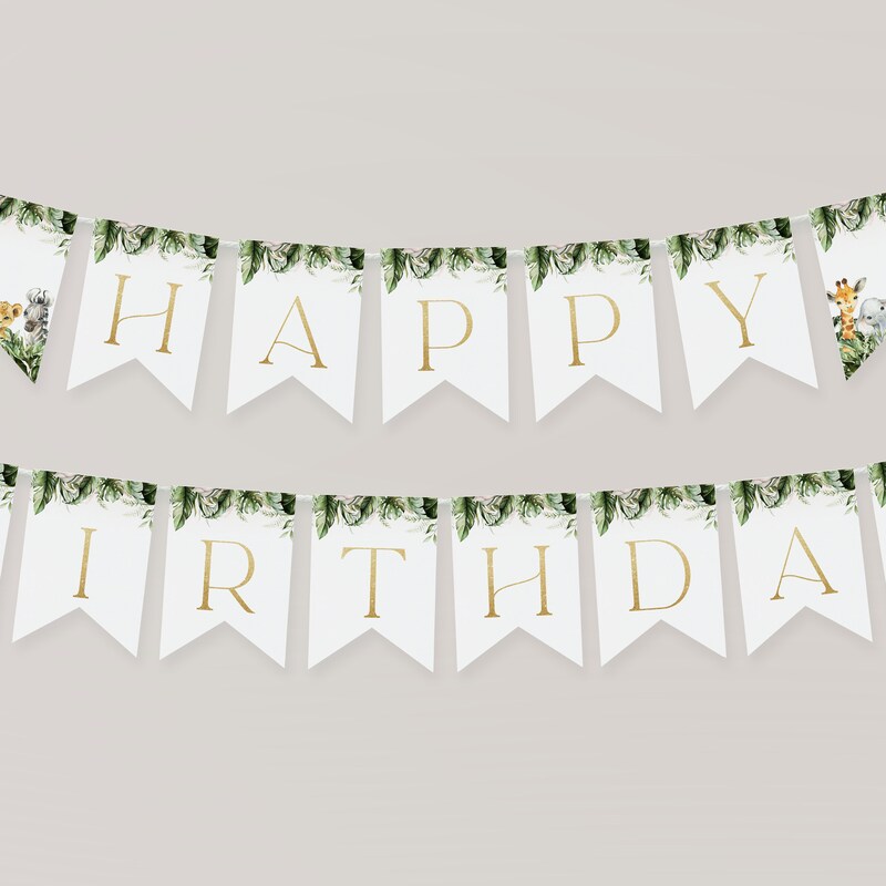 Happy Birthday Jungle Banner - Etsy