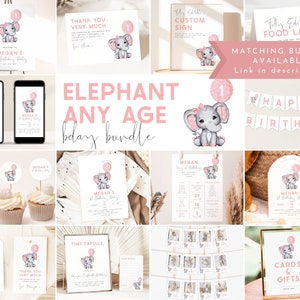 Elephant Happy Birthday Banner Template. Editable Elephant 1st Birthday ...