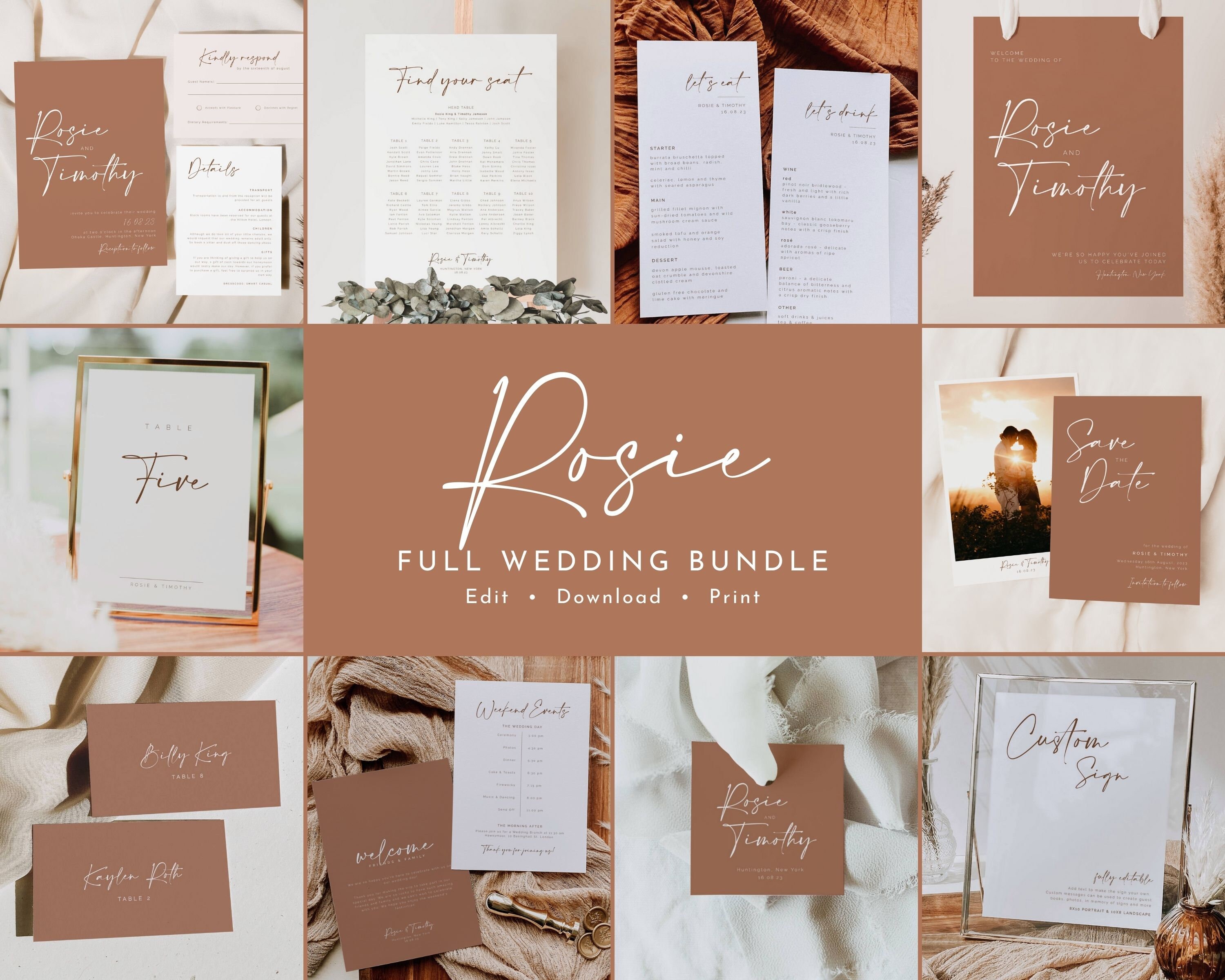 Ultimate Wedding Template Bundle. Rustic Full Wedding | Etsy