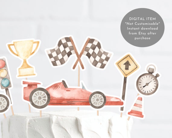 Wooden Race Car Cake Topper For 1st Birthday Party Fast One Birthday ...