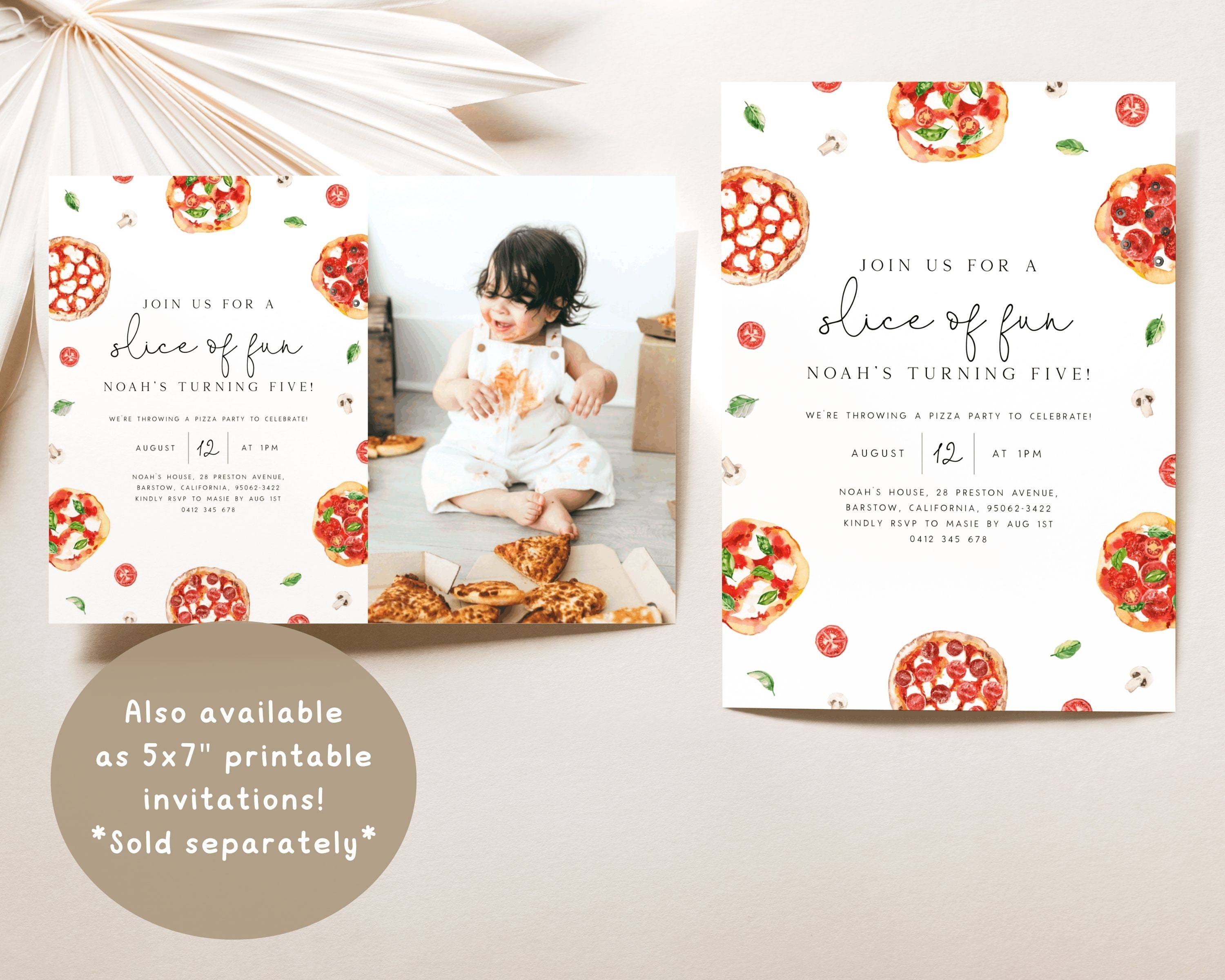 Pizza Party Birthday Evite With Photo Editable Pizza Party Digital ...