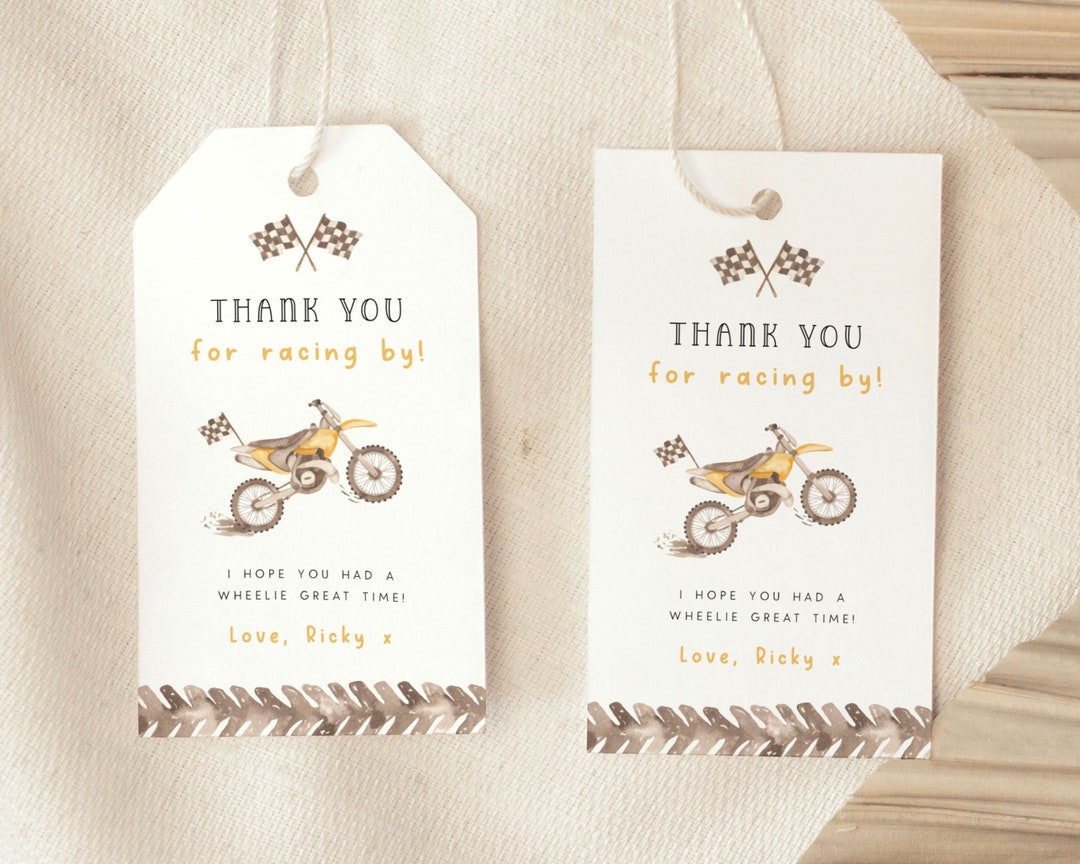 Fast One Dirt Bike Thank You Tag Template, Dirt Bike 1st Birthday Boy ...