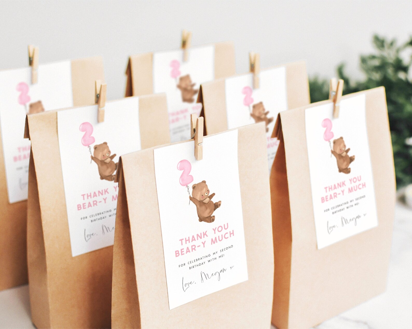 Bear 2nd Birthday Thank You Tag. Editable Beary Second Birthday Thank ...