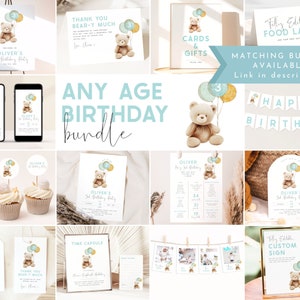 Bear Birthday Thank You Tag. Editable Beary 3rd Birthday Thank You Tag ...
