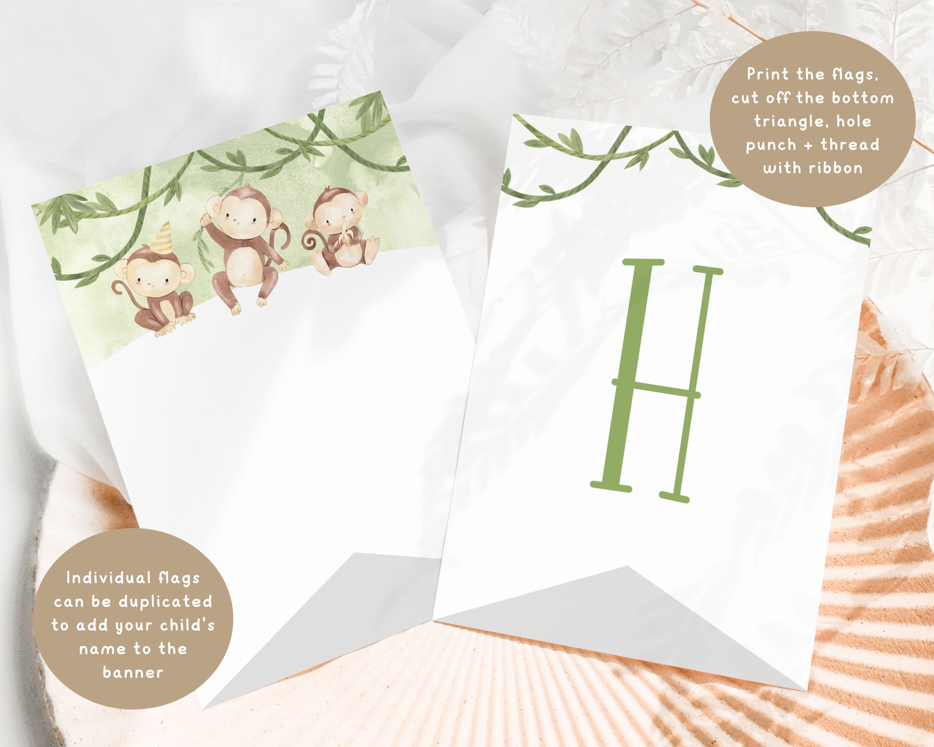 Monkey Happy Birthday Banner Template, Monkey Birthday Banner Jungle ...