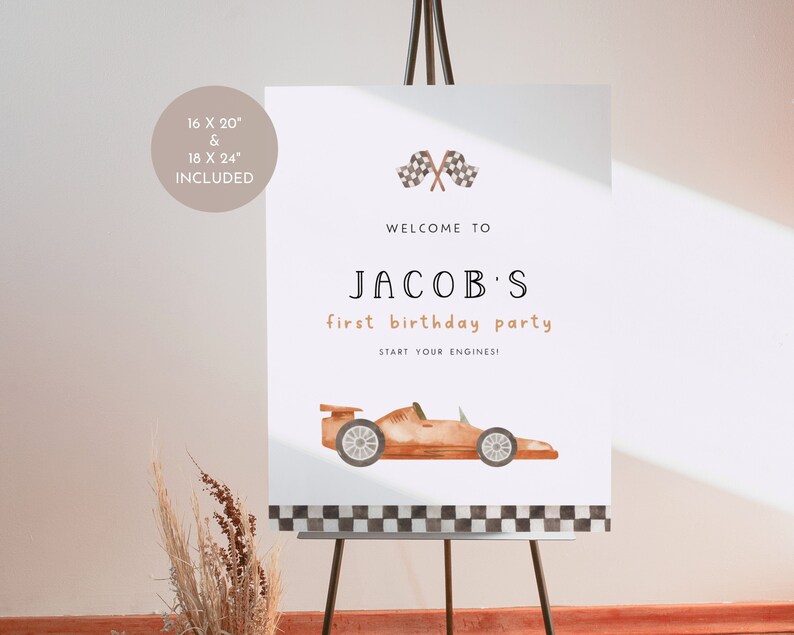 Fast One Race Car Welcome Sign Template. Vintage Race Car - Etsy