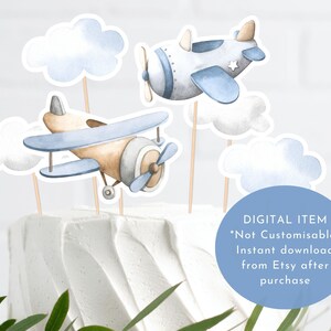 Printable Airplane Cake Topper Birthday Party Decor. Airplane Birthday ...