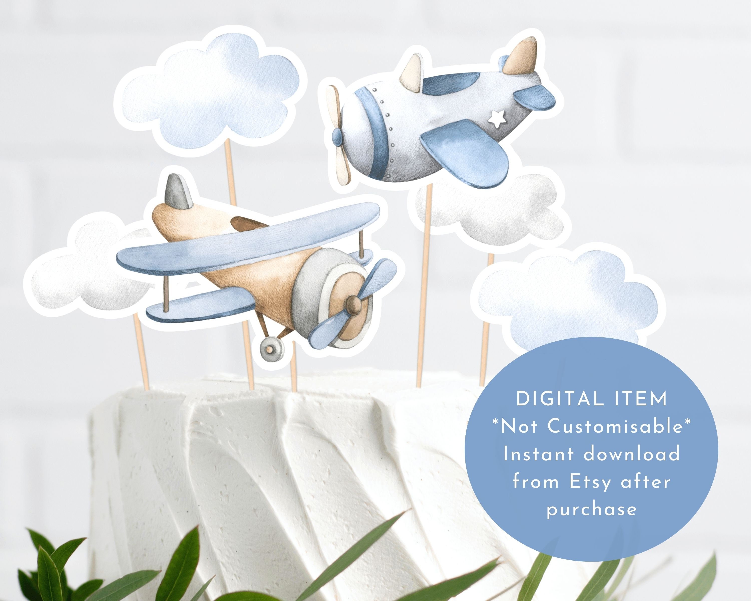 Printable Airplane Cake Topper Birthday Party Decor. Airplane Birthday ...