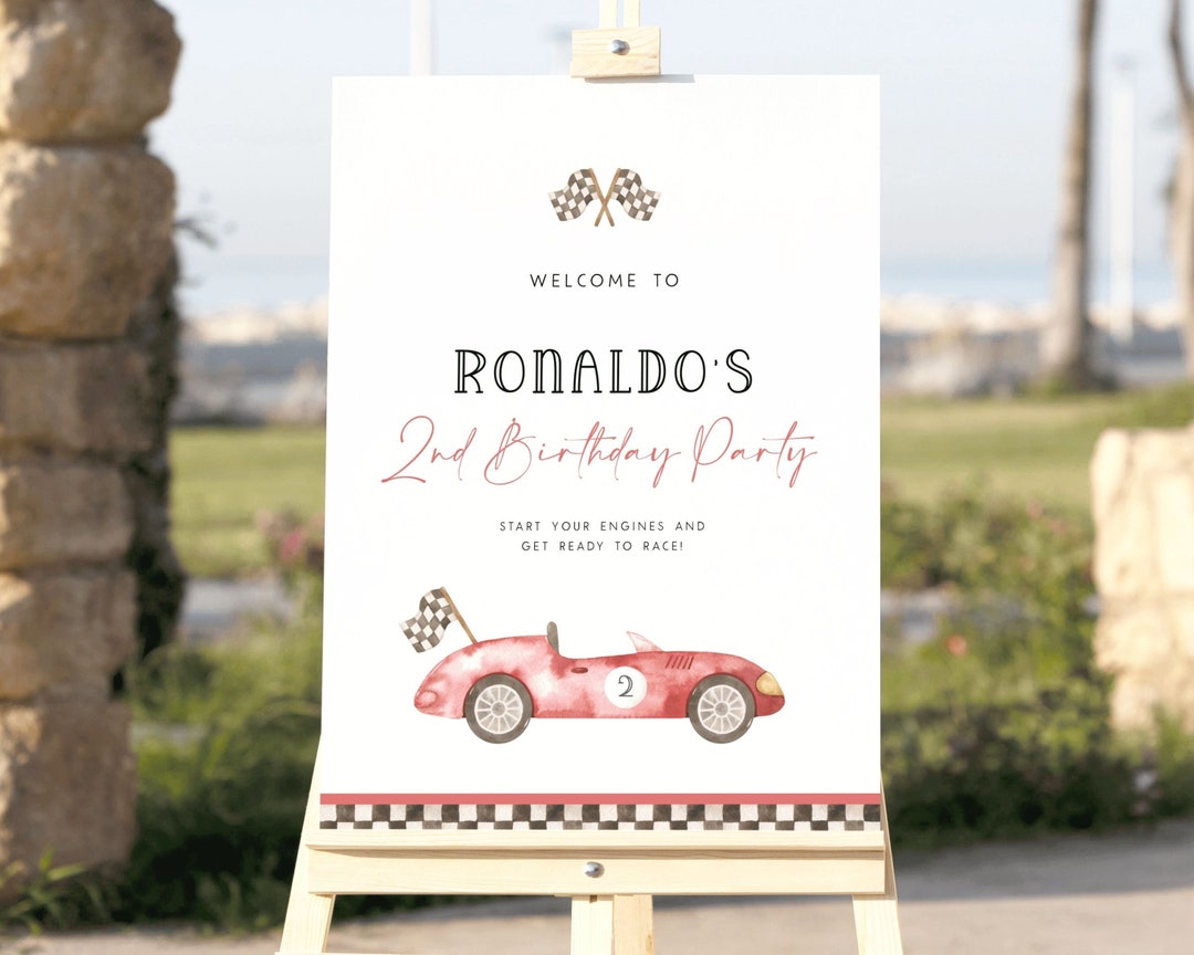 Two Fast Race Car Welcome Sign Template. Vintage Race Car Welcome ...