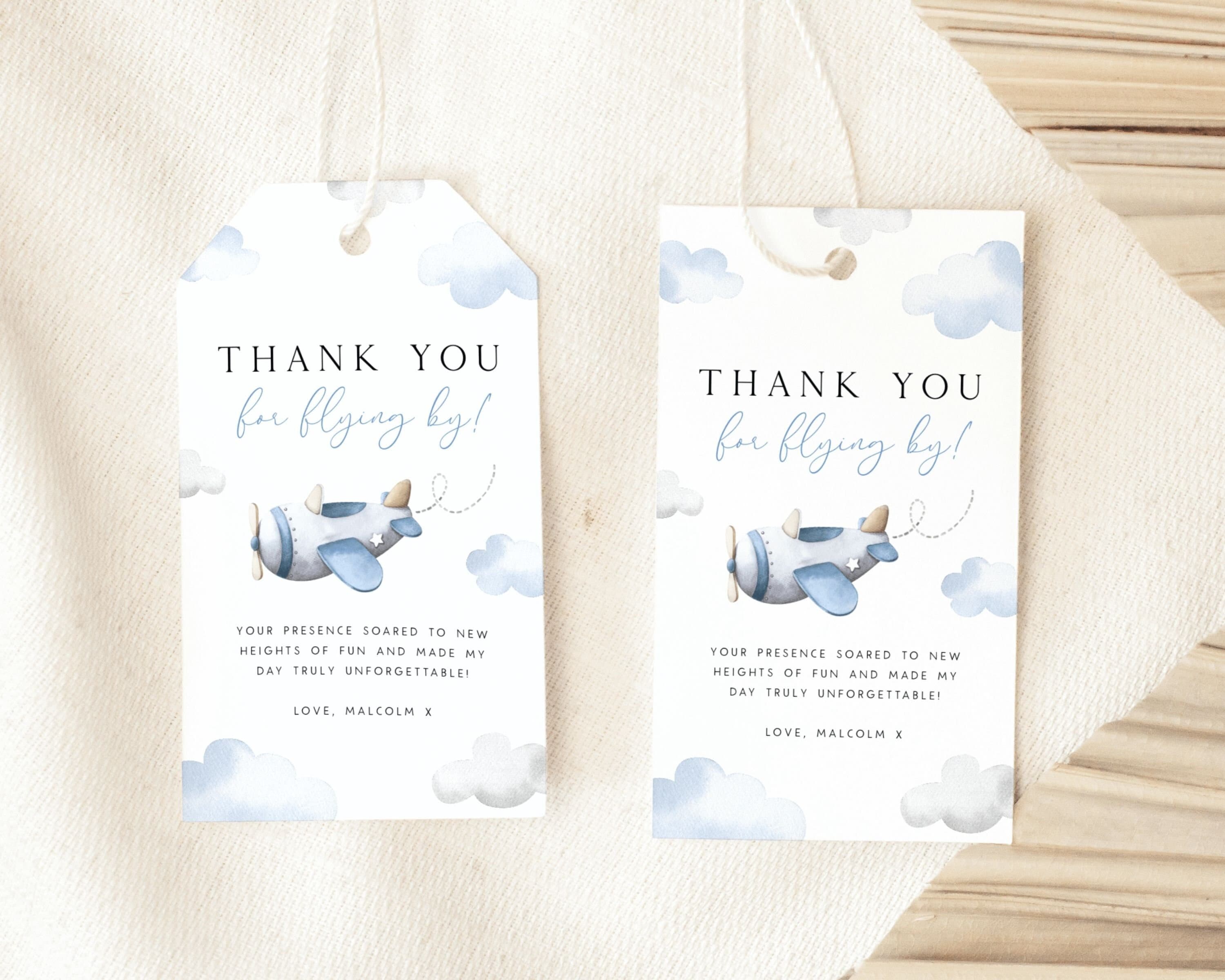 Airplane Birthday Thank You Tag Template. Editable Airplane 1st ...