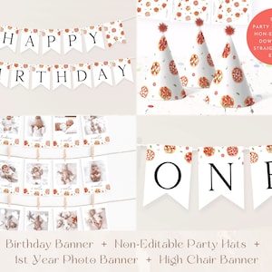 Pizza Party 1st Birthday Bundle Editable Template Pizza Party Bundle ...